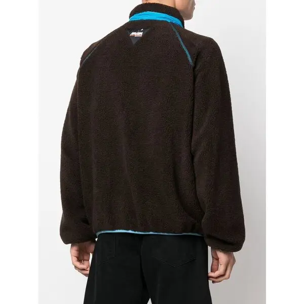 MSGM Logo Patch Zip-up Jacket - Black