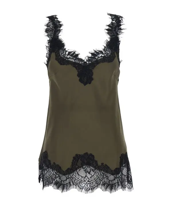 Gold Hawk Lace-trimmed Sleeveless Top