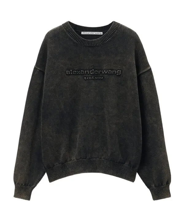 Alexander Wang Oversized Logo Crewneck Sweatshirt - Black