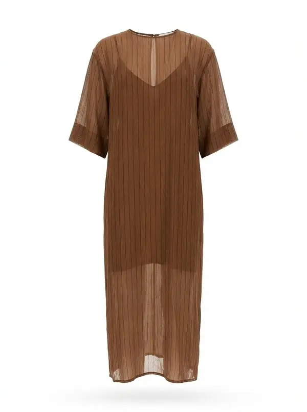 ALYSI Short Sleeved Striped Midi Dress