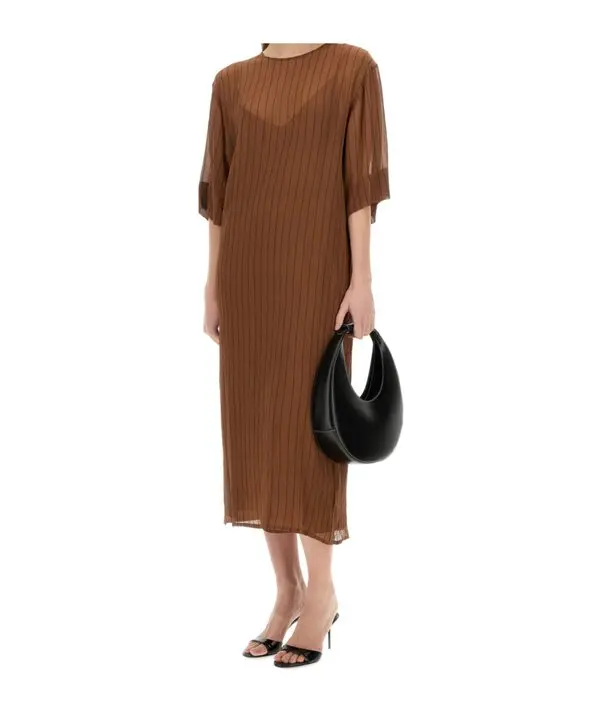 ALYSI Short Sleeved Striped Midi Dress