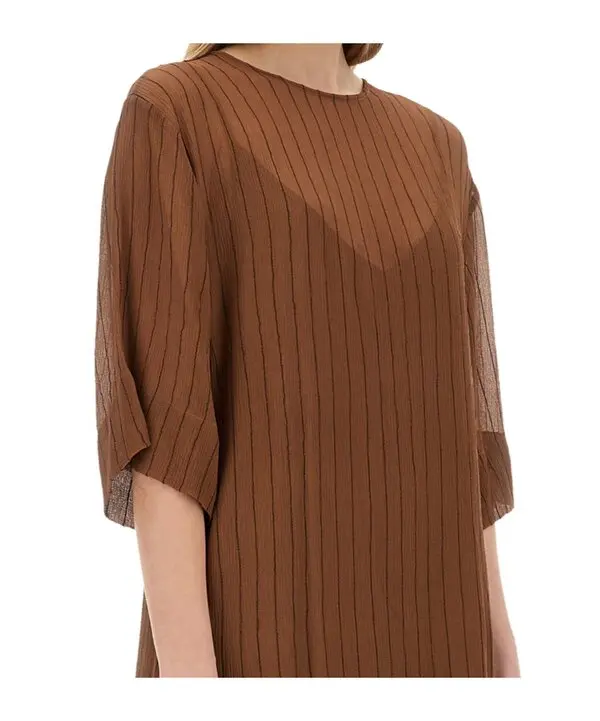 ALYSI Short Sleeved Striped Midi Dress