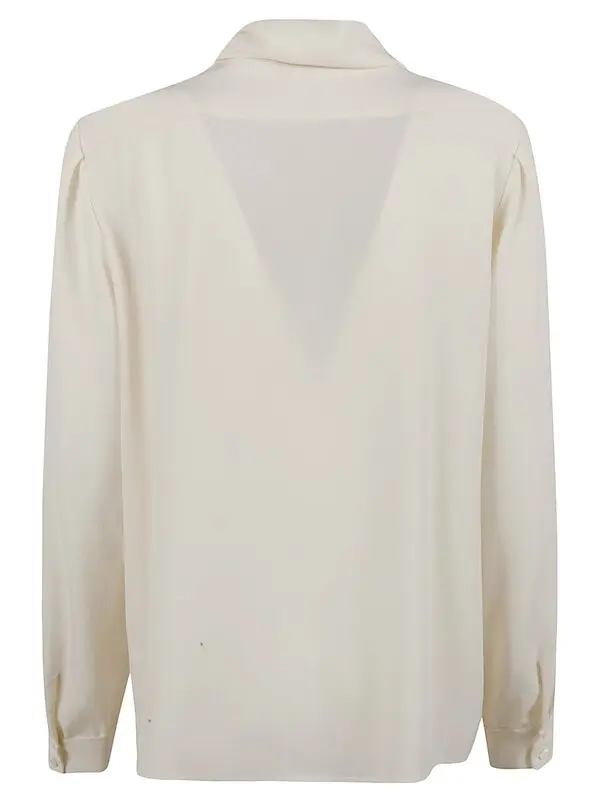 Prada Scarf Detailed Long-sleeved Shirt - Ivory