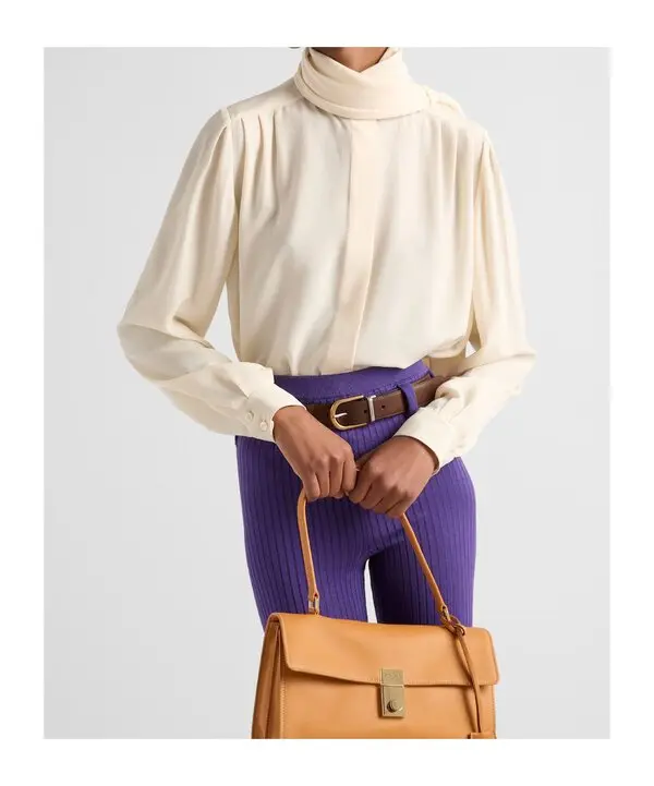 Prada Scarf Detailed Long-sleeved Shirt - Ivory