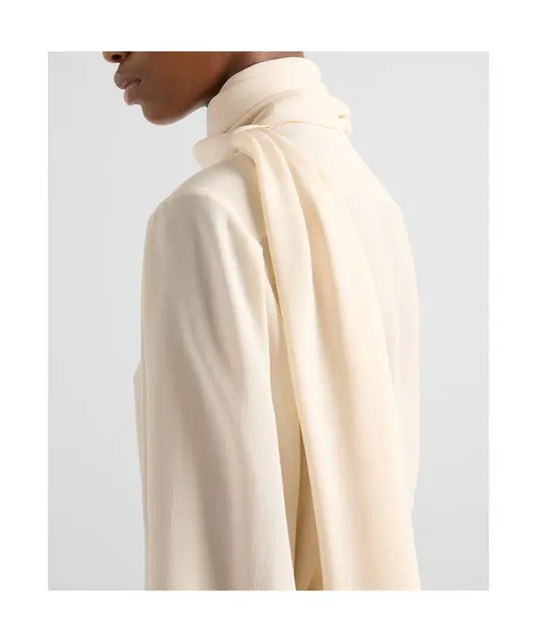 Prada Scarf Detailed Long-sleeved Shirt - Ivory