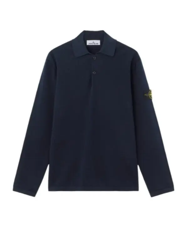 Stone Island Long-sleeved Knitted Polo Shirt