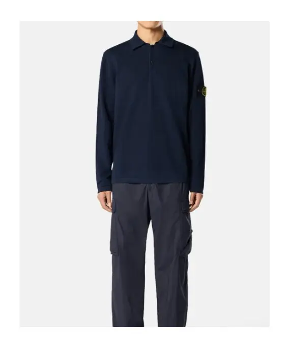 Stone Island Long-sleeved Knitted Polo Shirt
