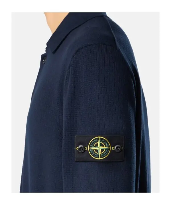 Stone Island Long-sleeved Knitted Polo Shirt