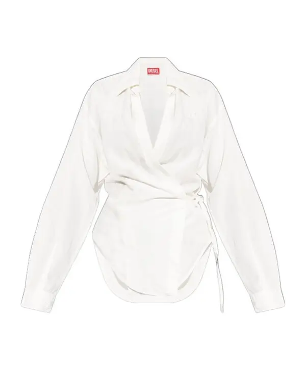 DIESEL® C-delphos-s3 Wrap Shirt With Self-tied Detail - White