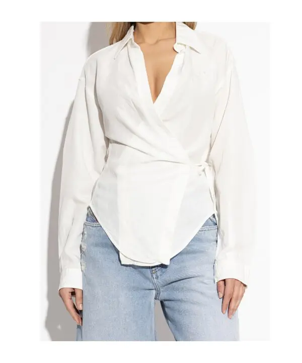 DIESEL® C-delphos-s3 Wrap Shirt With Self-tied Detail - White
