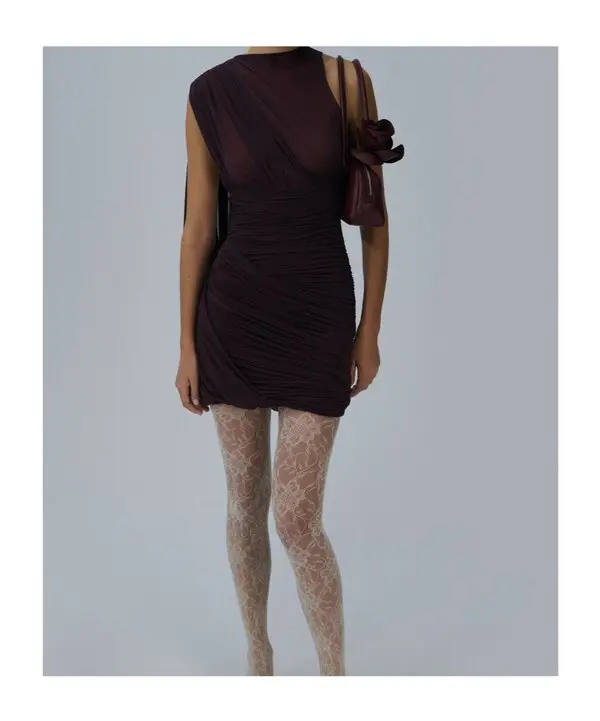 Magda Butrym Sheer Draped Ruched Mini Dress