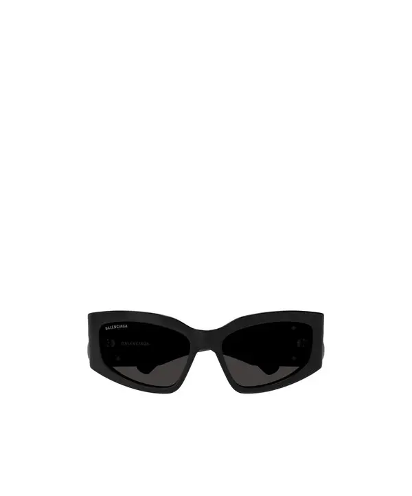 Balenciaga Logo Detail Rectangular Sunglasses - Black