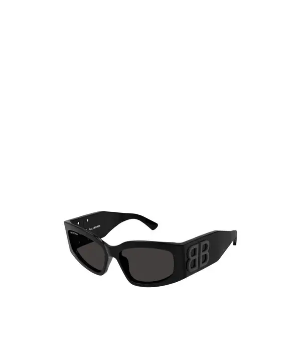 Balenciaga Logo Detail Rectangular Sunglasses - Black