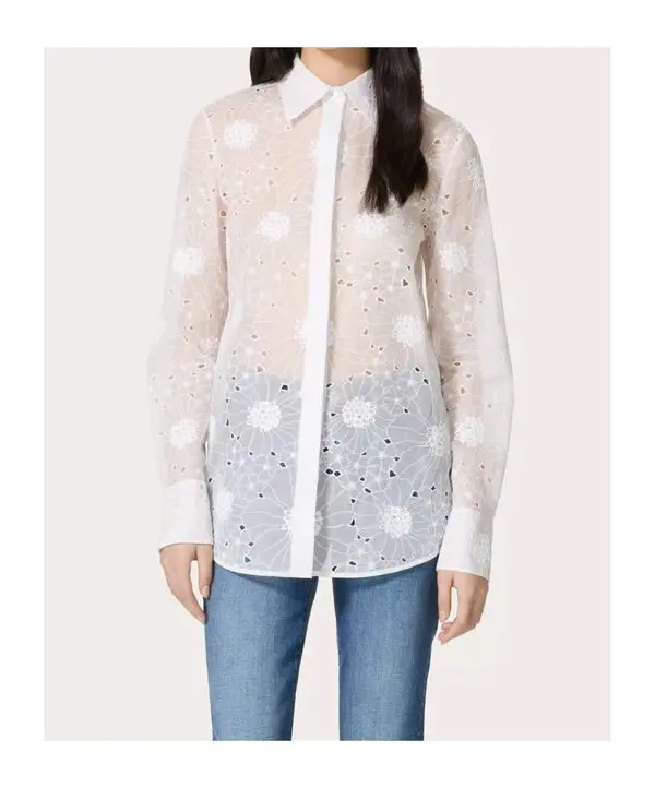 Valentino Garavani Floral Embroidered Long-sleeved Shirt