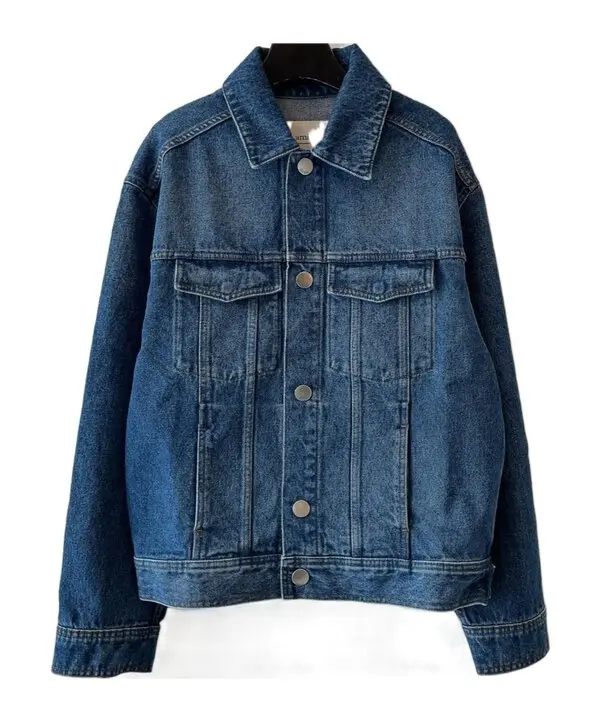 Ami Logo Patch Denim Jacket - Blue