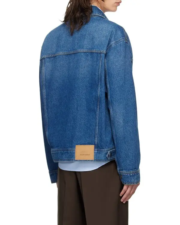 AMI Paris Logo Patch Denim Jacket - Blue