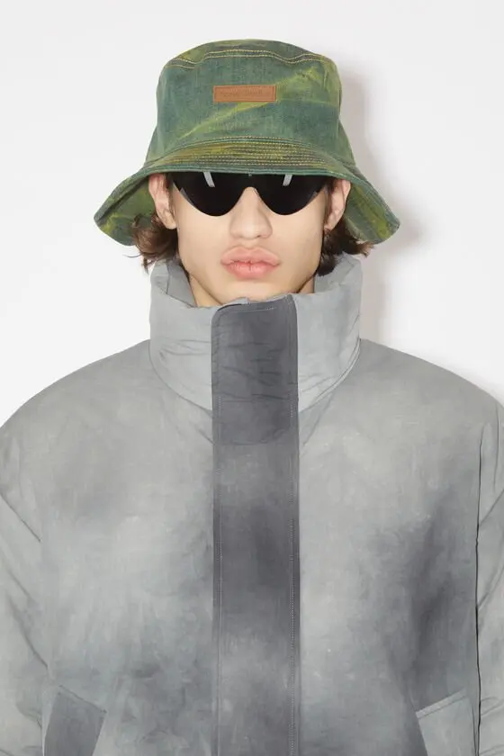 Acne Studios Acid-wash Denim Bucket Hat - Green