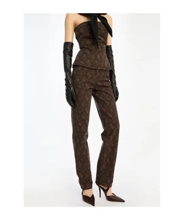 ROTATE BY BIRGER CHRISTENSEN Animal Print Straight-leg Jeans