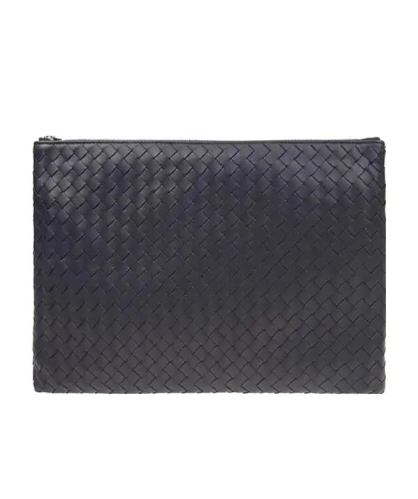 Bottega Veneta Intrecciato Leather Wash Bag - Blue