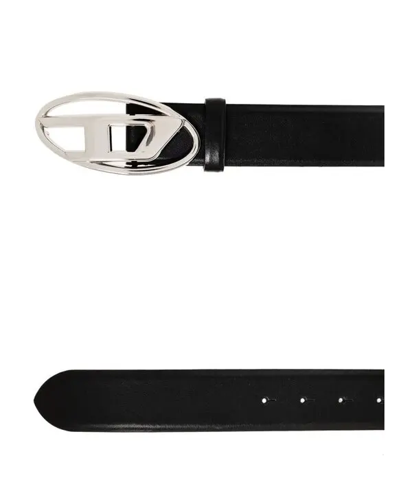 DIESEL® 1dr Logo-buckle Leather Belt - Black