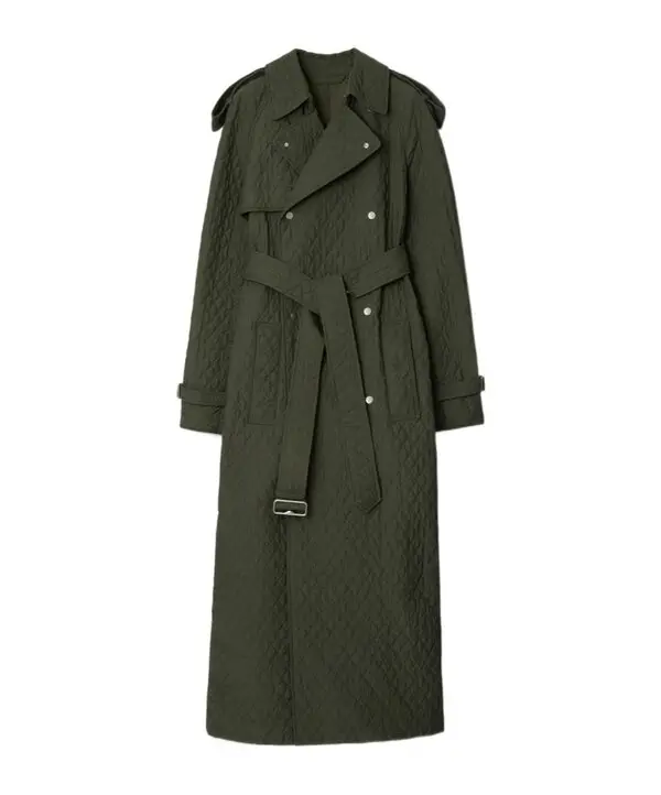 Burberry Double-breasted Quilted Trench Coat - Lake