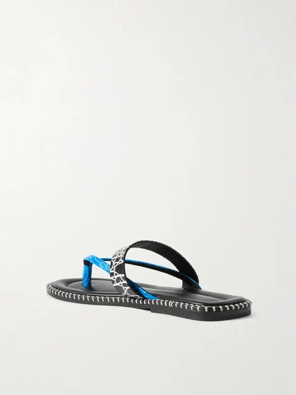Dries Van Noten Whipstitched Croc-effect Leather Sandals