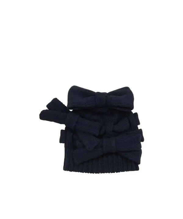 Comme Des Garçons Knitted Bow Detail Beanie - Navy Blue