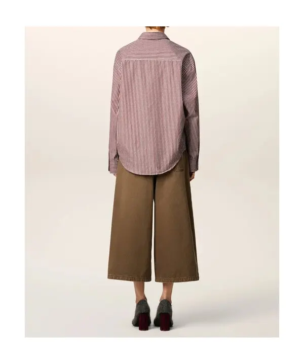 AMI Paris Striped Logo Embroidered Shirt