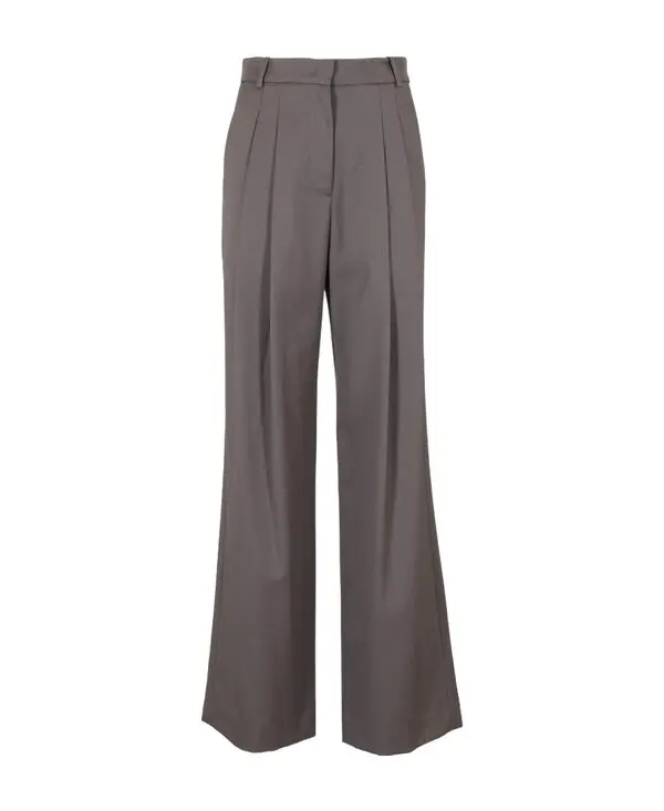 LOW CLASSIC Pleated High-waist Wide Leg Trousers - Black