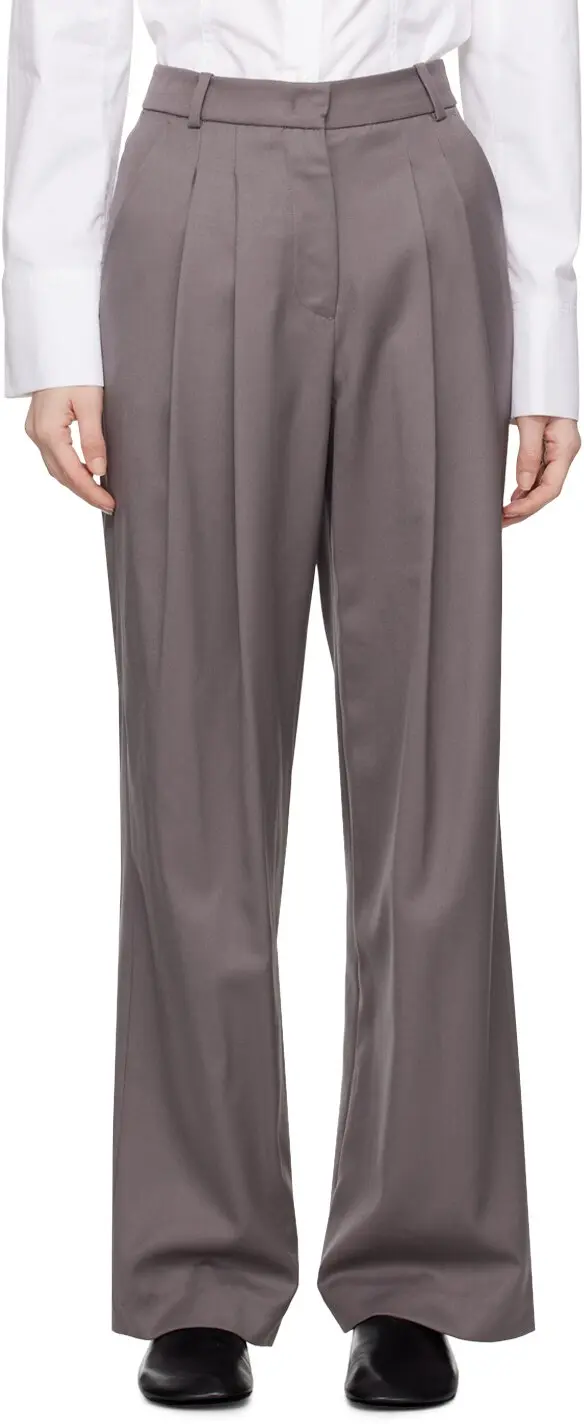 LOW CLASSIC Pleated High-waist Wide Leg Trousers - Black