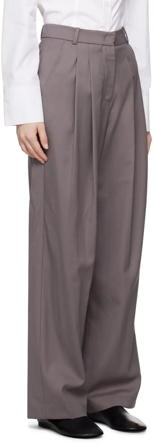 LOW CLASSIC Pleated High-waist Wide Leg Trousers - Black