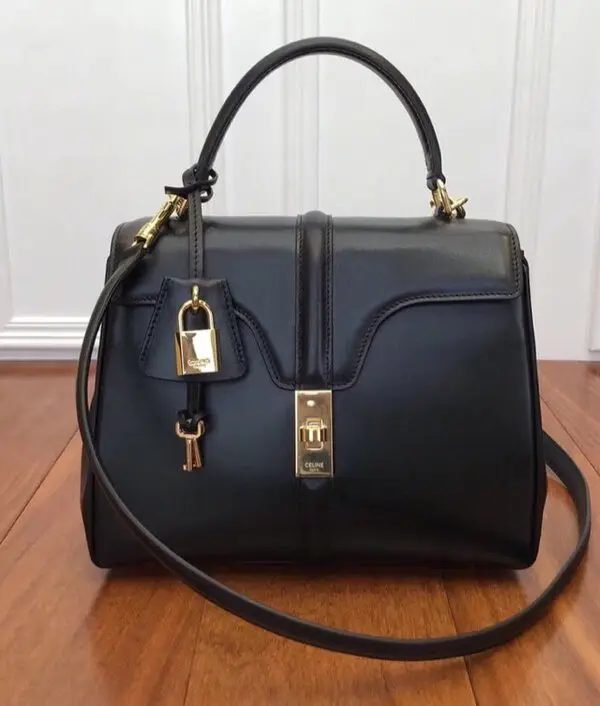 Celine Classique 16 Bag In Satinated Calfskin - Black