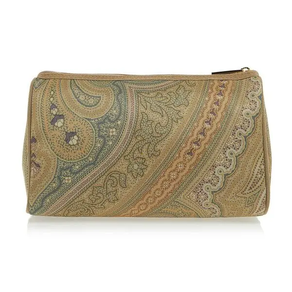 Etro Zippered Clutch With Logo Detail - Beige
