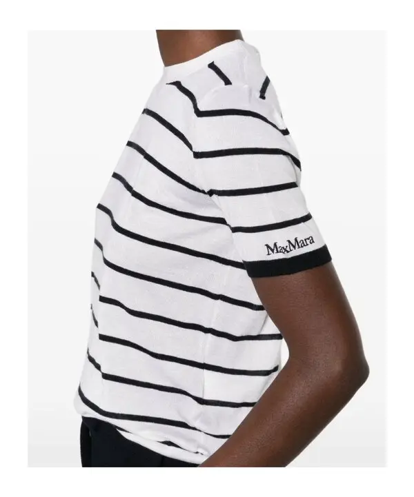 Max Mara Favetta Striped Knitted T-shirt - White