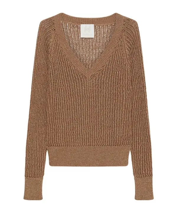 Marella Cotton And Lurex V-neck Sweater