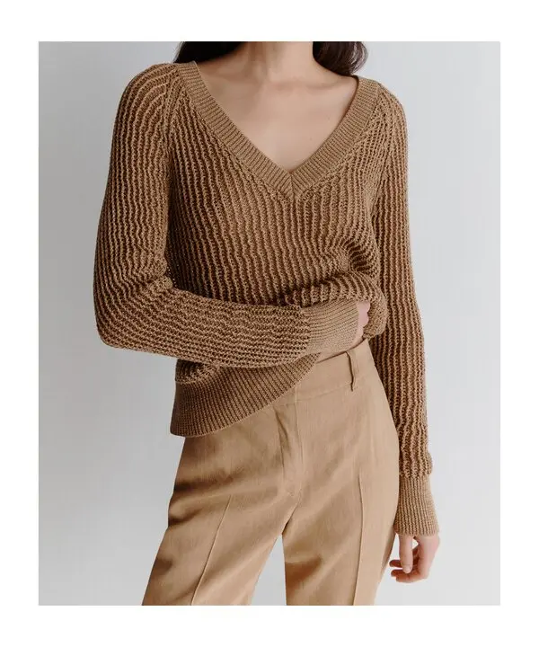 Marella Cotton And Lurex V-neck Sweater
