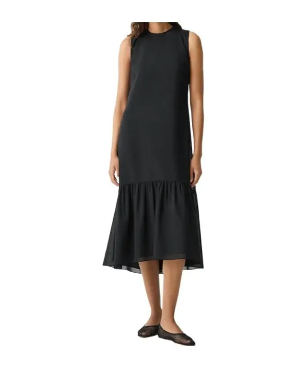 Theory Tie-neck Midi Dress In Lightweight Wool