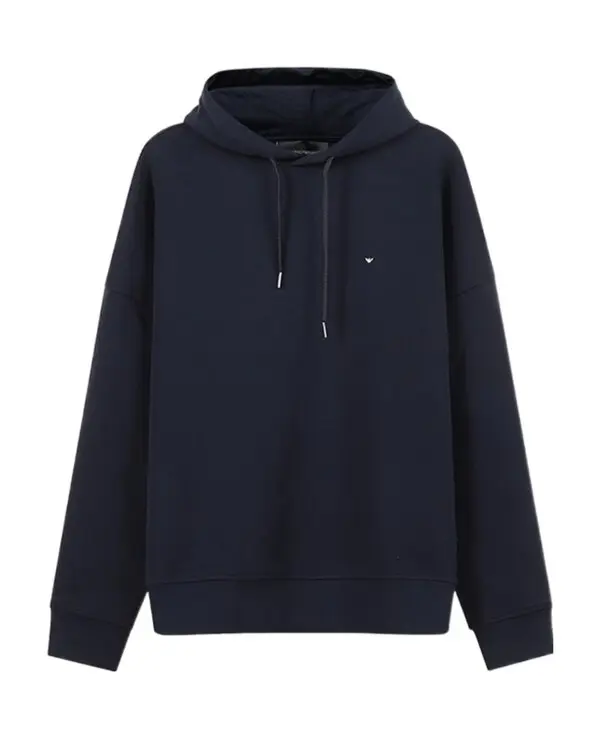 Emporio Armani Embroidered-logo Drawstring Hoodie - Black