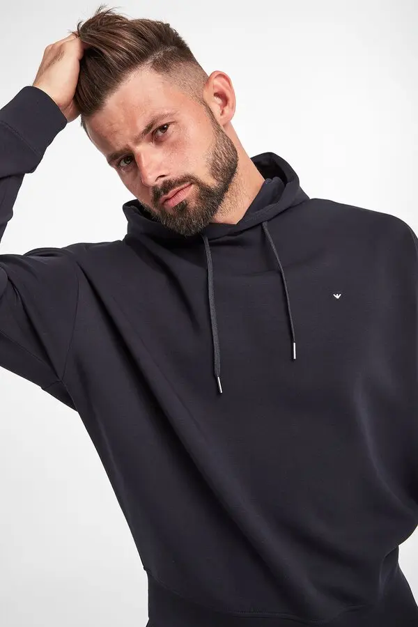 Emporio Armani Embroidered Logo Drawstring Hoodie