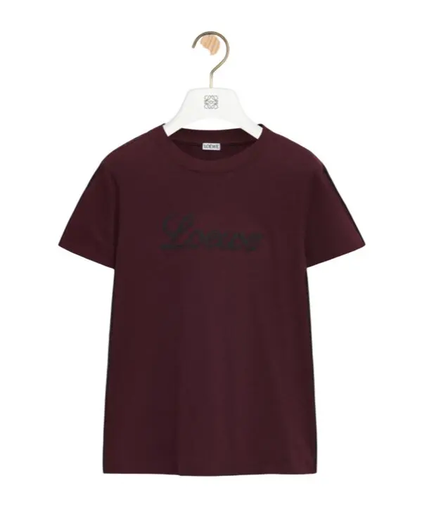 Loewe Logo Detail Crewneck T-shirt - Burgundy