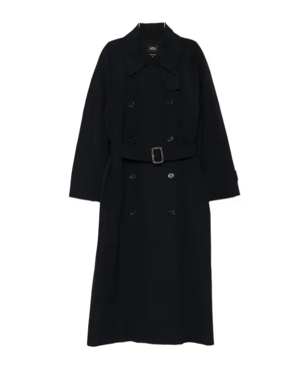 A.p.c. Belted Double-breasted Trench Coat - Blue