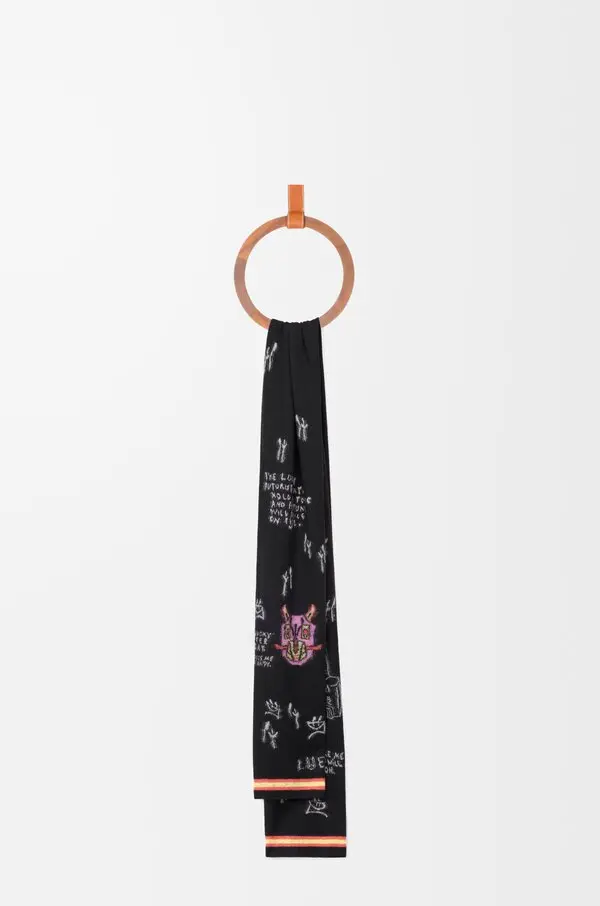 Loewe Embroidered Scarf - Black/multicolor