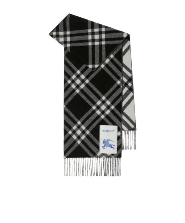 Burberry Checked Fringed-edge Scarf - Black