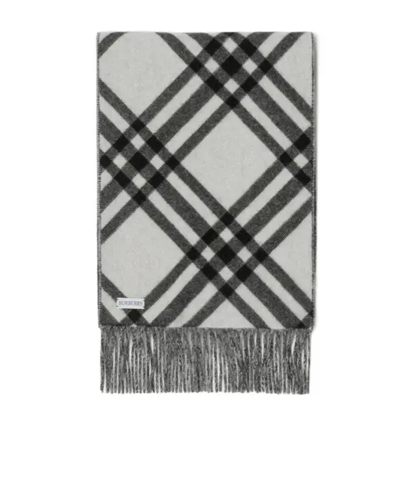 Burberry Checked Fringed-edge Scarf - Black