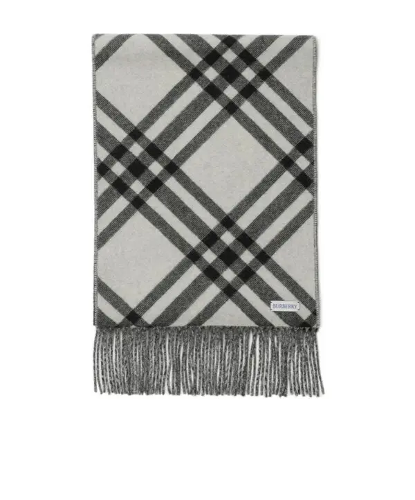 Burberry Checked Fringed-edge Scarf - Black