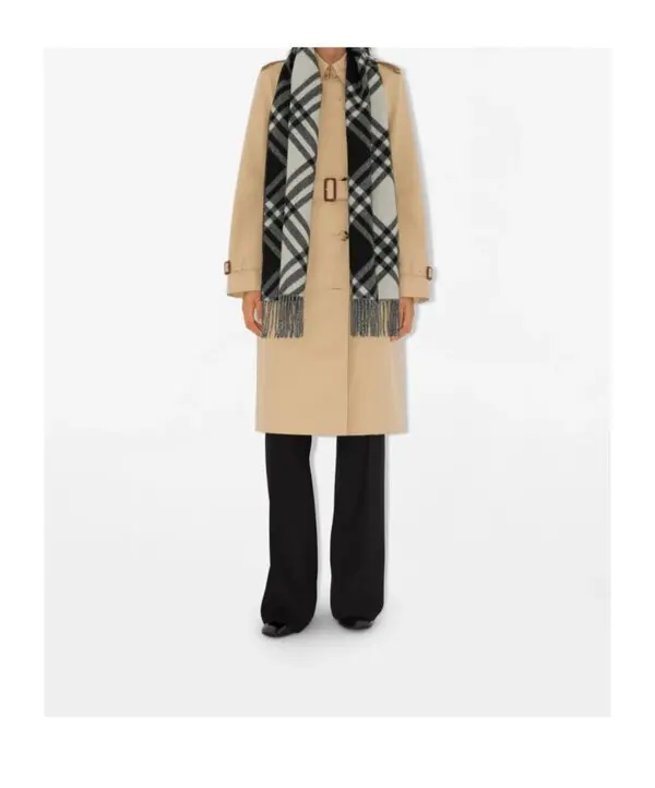 Burberry Checked Fringed-edge Scarf - Black