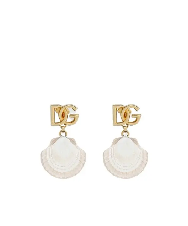 Dolce & Gabbana Dg Logo Lettering Shell Earrings - Yellow