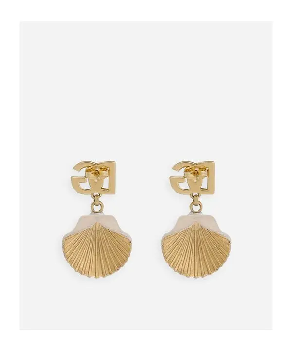 Dolce & Gabbana Dg Logo Lettering Shell Earrings - Yellow