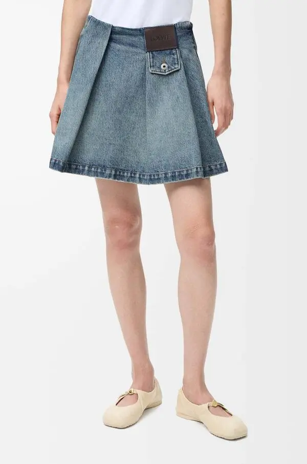 Loewe Pleated Pocket Denim Skirt - Washed Denim