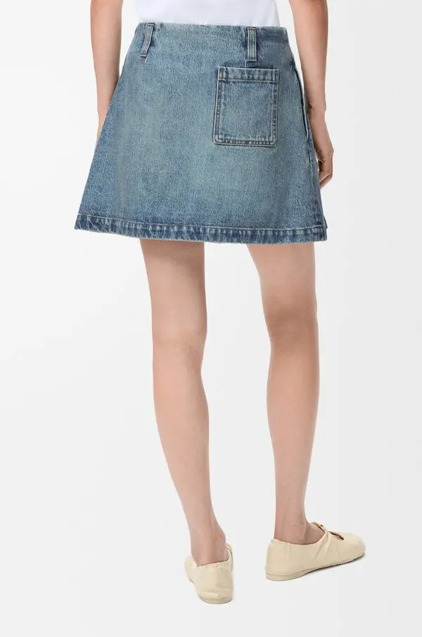 Loewe Pleated Pocket Denim Skirt - Washed Denim